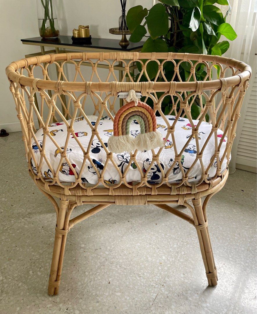 Rattan Baby Bassinet / Mini Crib / Cot, Babies & Kids, Baby Nursery ...