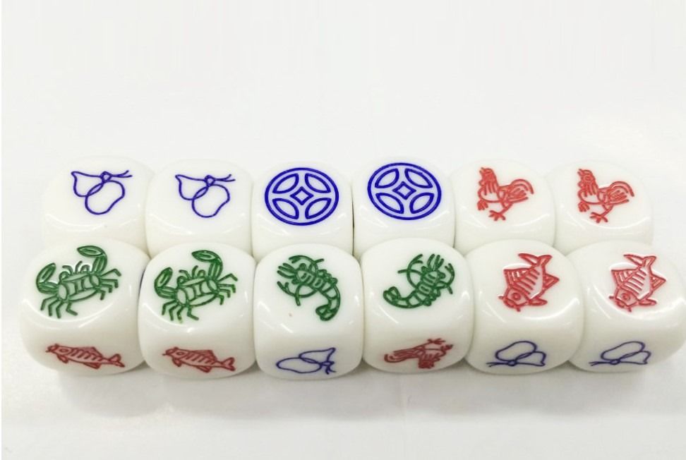 Resin dice No. 14 fish, shrimp, crab dice copper coin gourd chicken ...