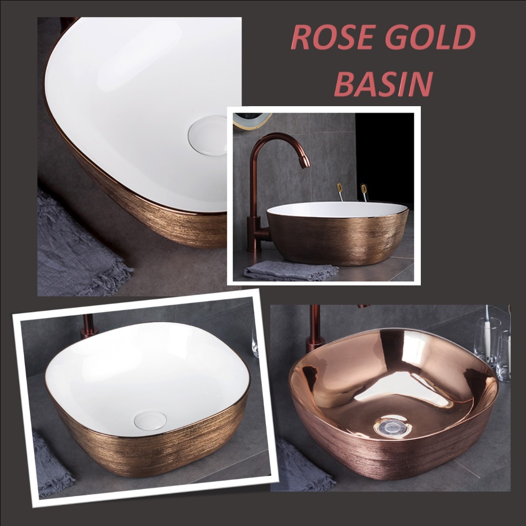 Rose Gold Basin / Rose Gold White Basin, Furniture & Home Living ...