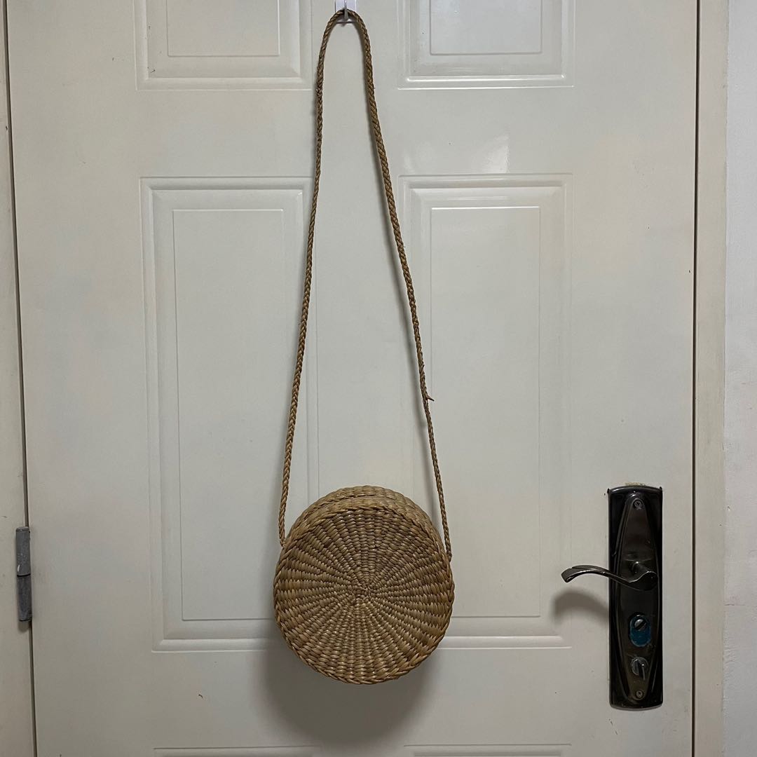 Round Rattan/Abaca Bag, Women's Fashion, Bags & Wallets, Beach Bags on ...