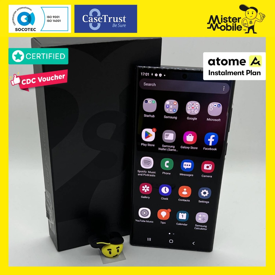 Samsung Galaxy S22 Ultra 5G 256 256GB Phantom Black Local Used Set ...