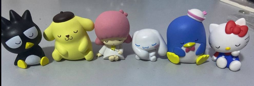 Set of 6 Japan Sanrio Sleeping Character Figurines (Cinnamoroll, Hello ...