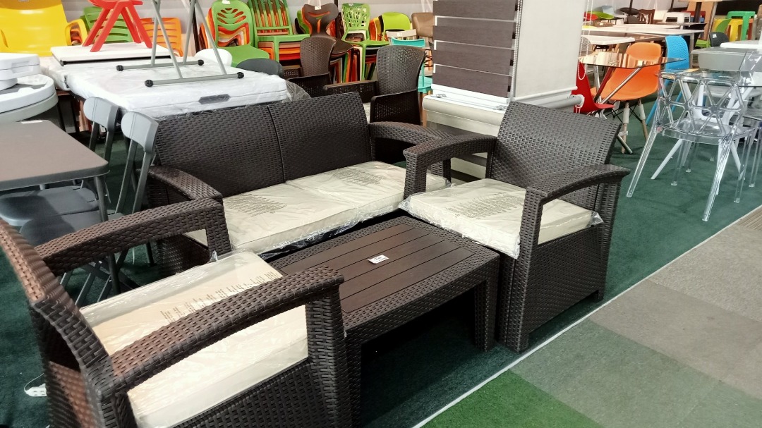 SF4-4P Sumo 4 Seater Rattan Style Plastic Sofa Set with center table ...