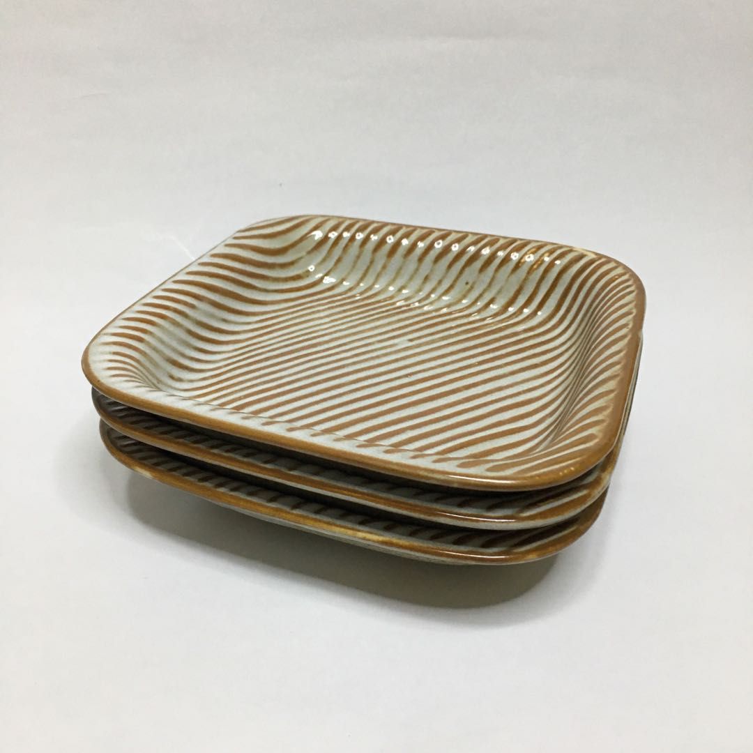 Square Stripes Stoneware Plates, Furniture & Home Living, Kitchenware ...