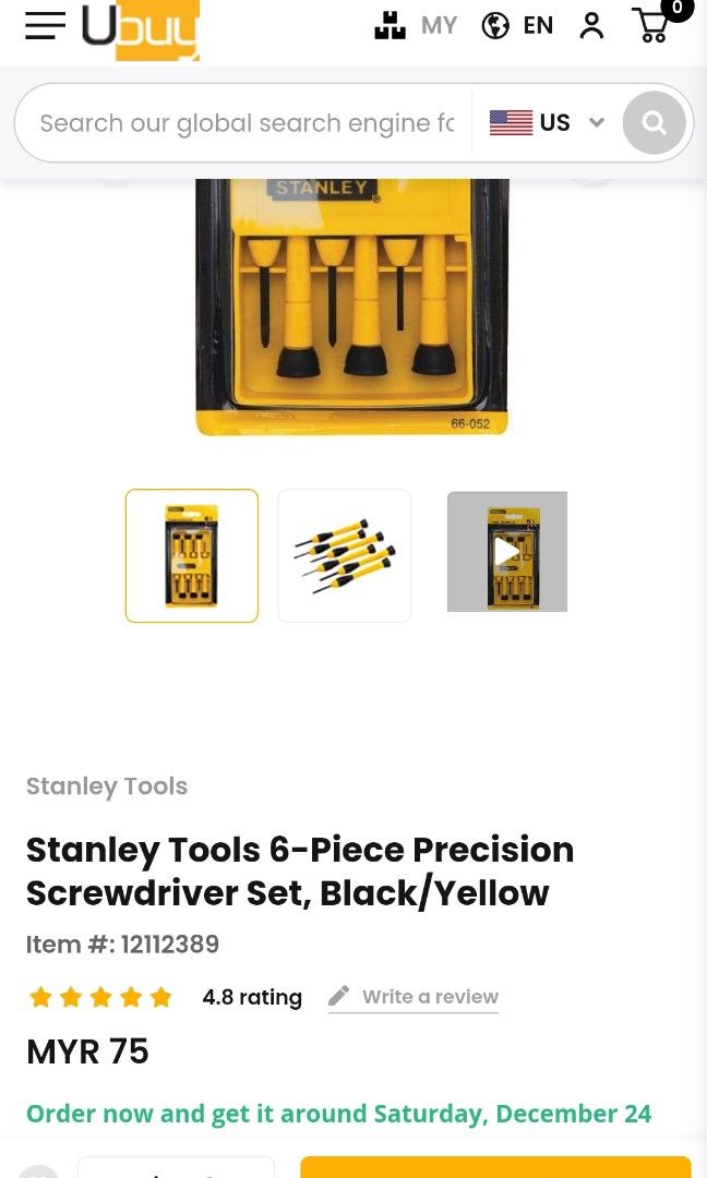 Stanley Tools 6-Piece Precision Screwdriver Set, Black/Yellow ...
