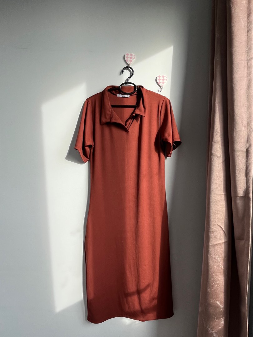 straight flow dress smooth and soft fabric, Women's Fashion, Dresses ...