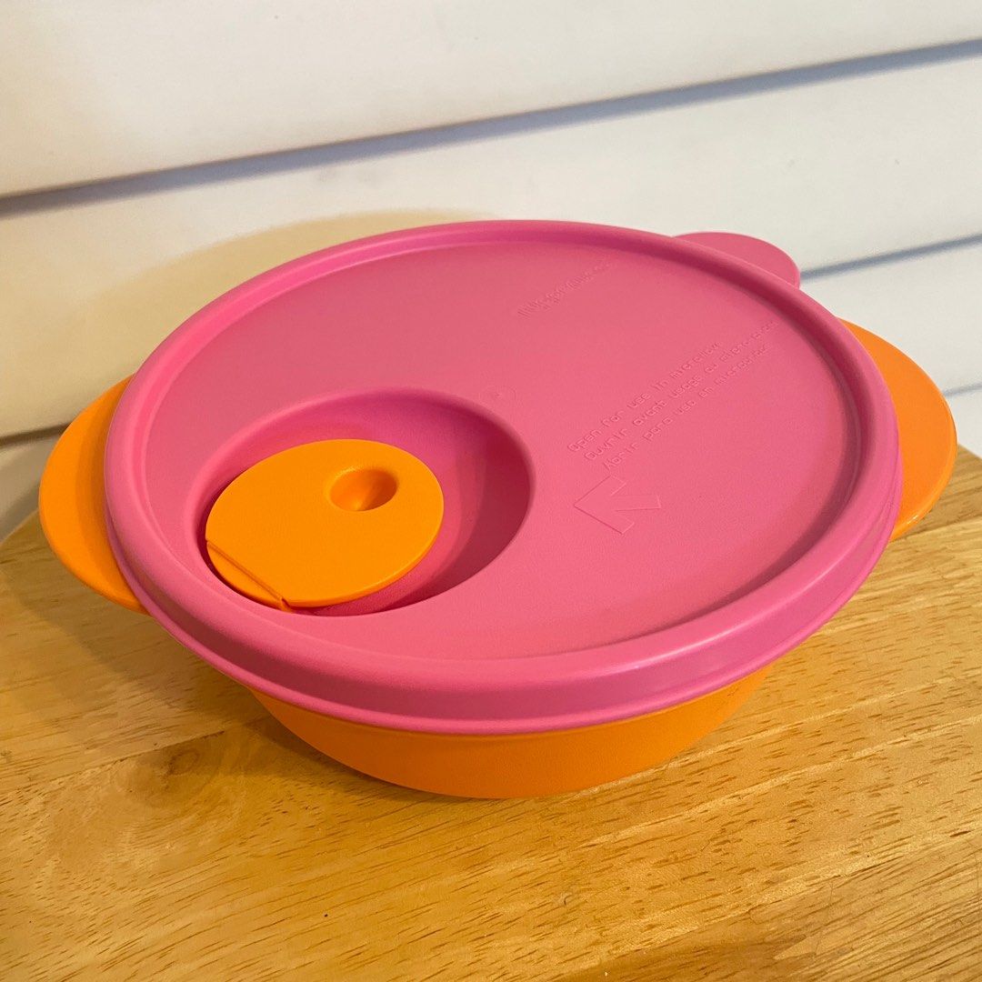 TUPPERWARE Crystalwave Bowl 600ml Orange Pink Microwaveable Tupperware ...