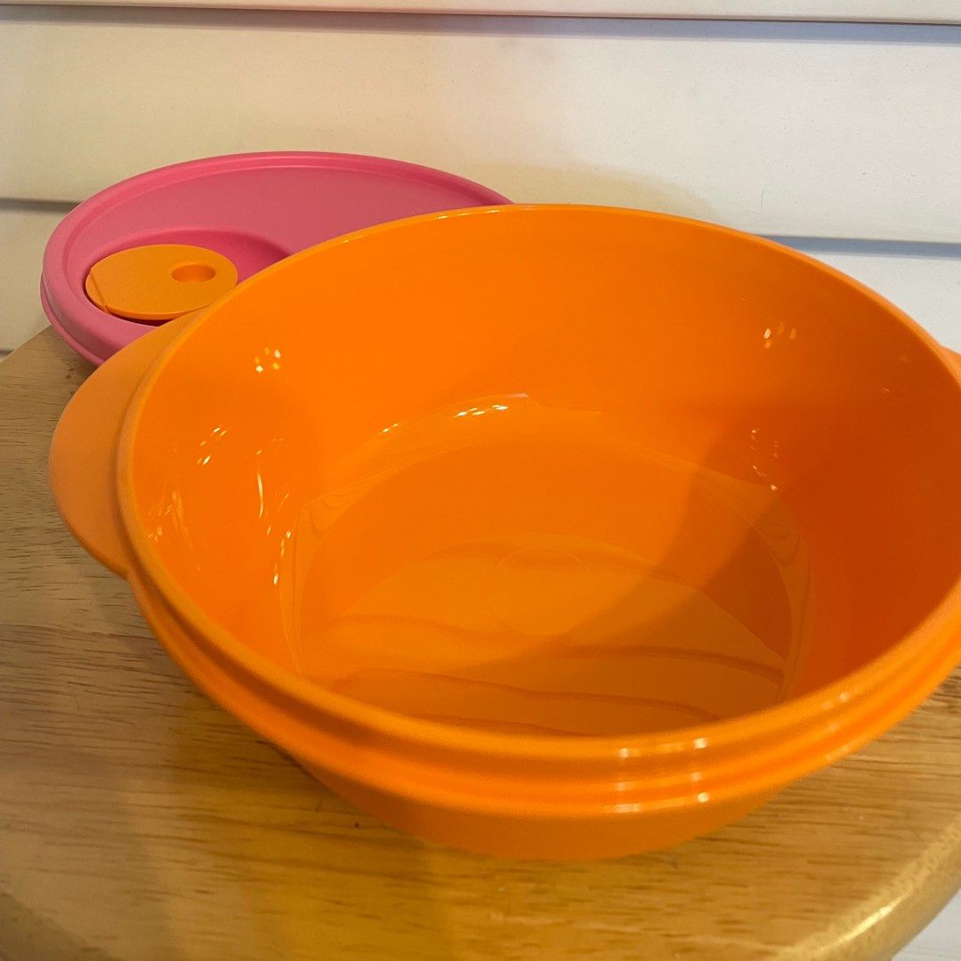 TUPPERWARE Crystalwave Bowl 600ml Orange Pink Microwaveable Tupperware ...