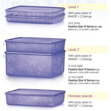 TUPPERWARE Festive Stor and Serve 1.25L 3L Purple, Furniture & Home ...