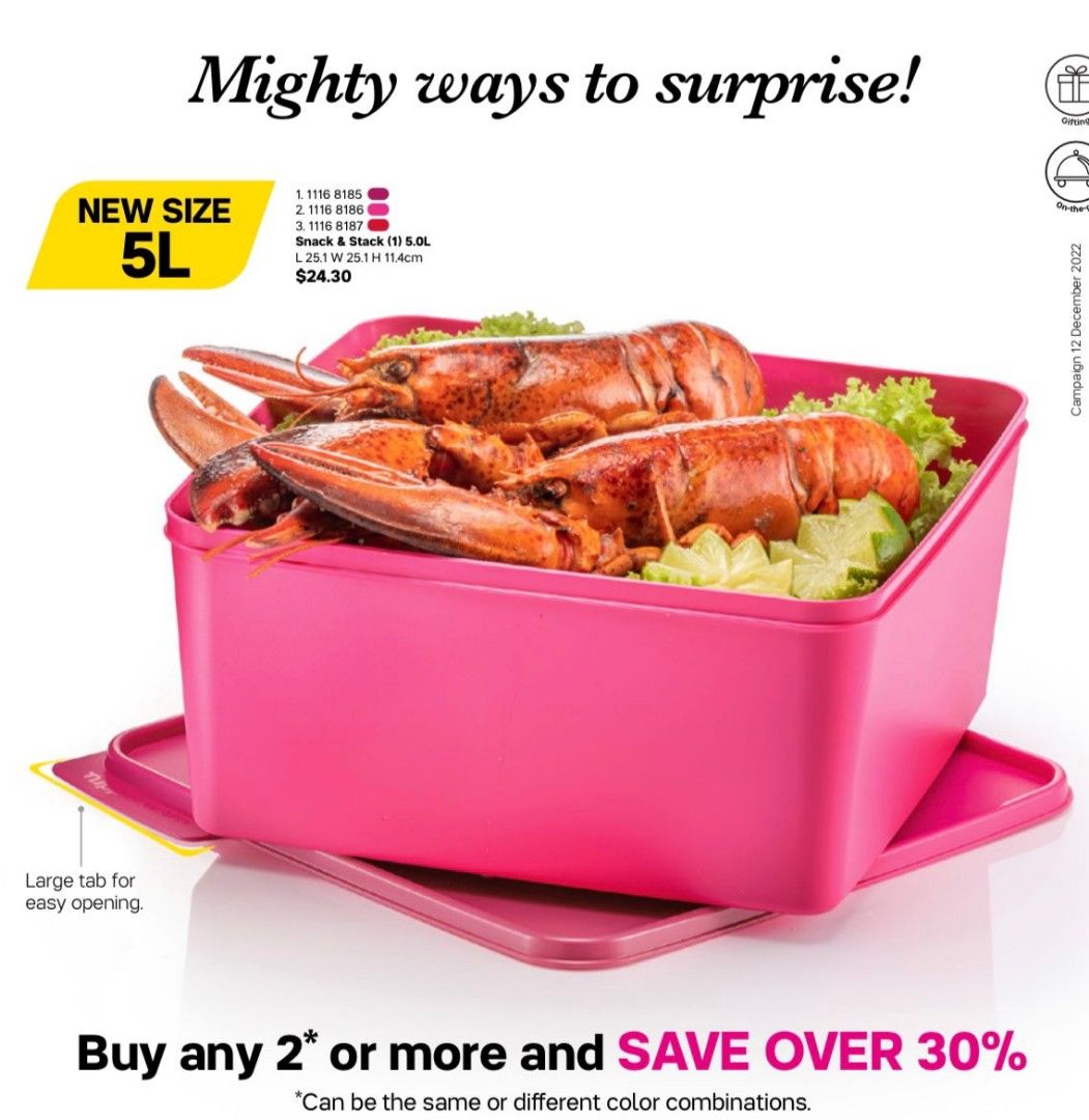 Tupperware Snack and Stack 5L, Furniture & Home Living, Kitchenware ...