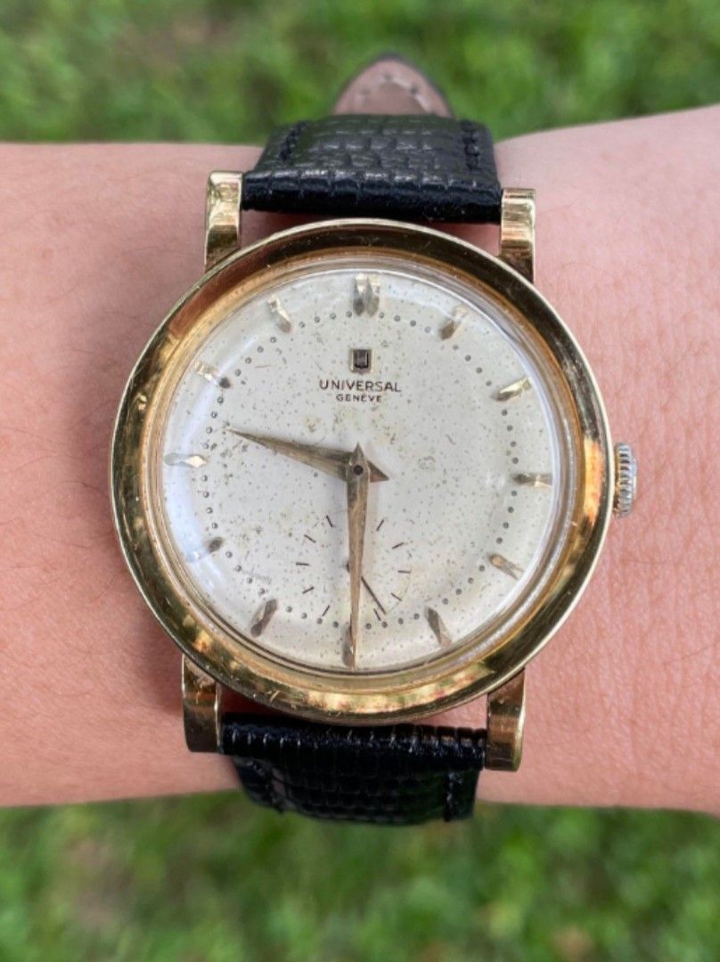 Universal Geneva solid 18k gold cheapest 18k, Luxury, Watches on Carousell