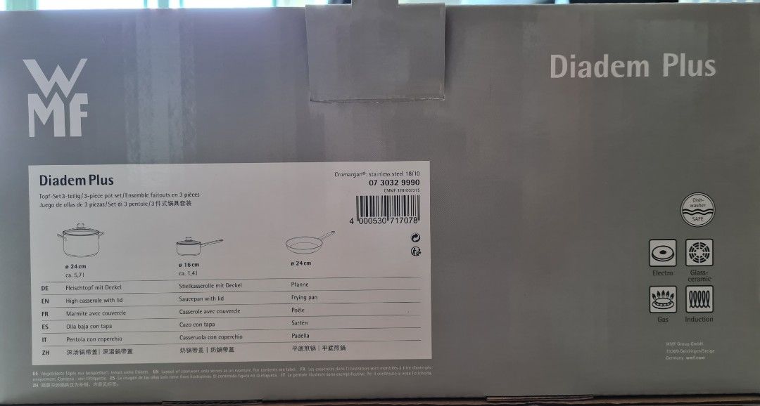 WMF Diadem Plus 3-pieces Cookware Set, Furniture & Home Living ...