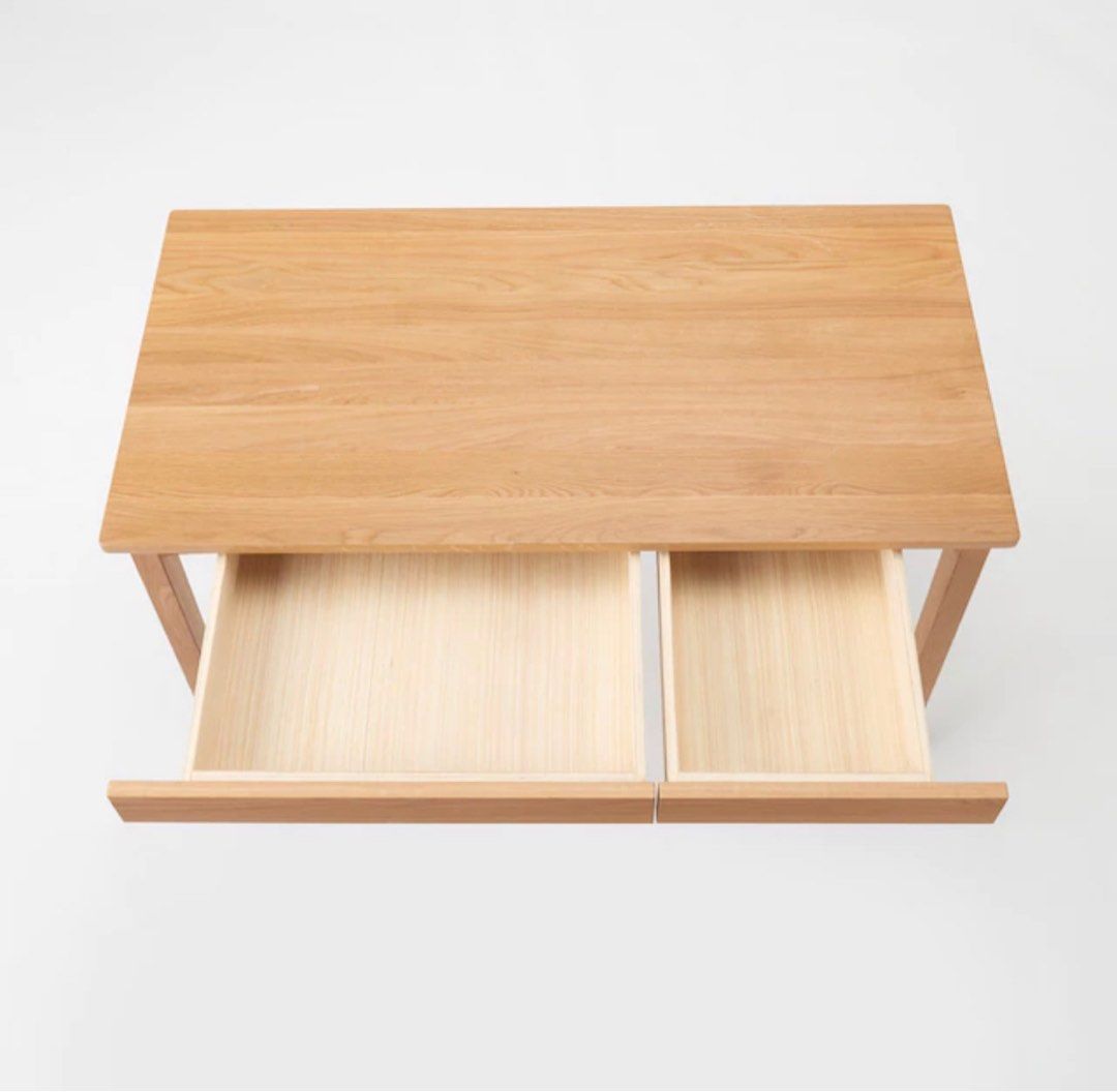 Muji wooden oak desk with desktop shelf. Cabinet NOT INCLUDED ...