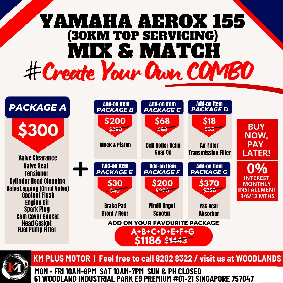 YAMAHA AEROX NVX 155 SCOOTER AUTOMATIC TOP SERVICING PACKAGE COMBO ...