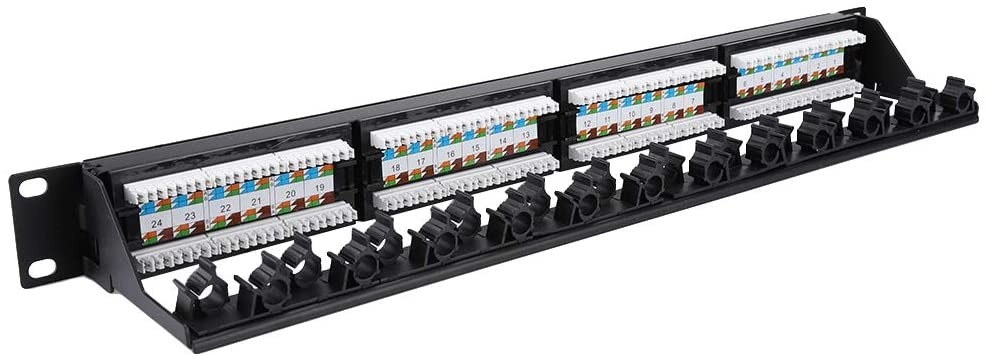 24 Port Patch Panel, Cat6 RJ45 19-Inch Network Cable Rack Mountable ...