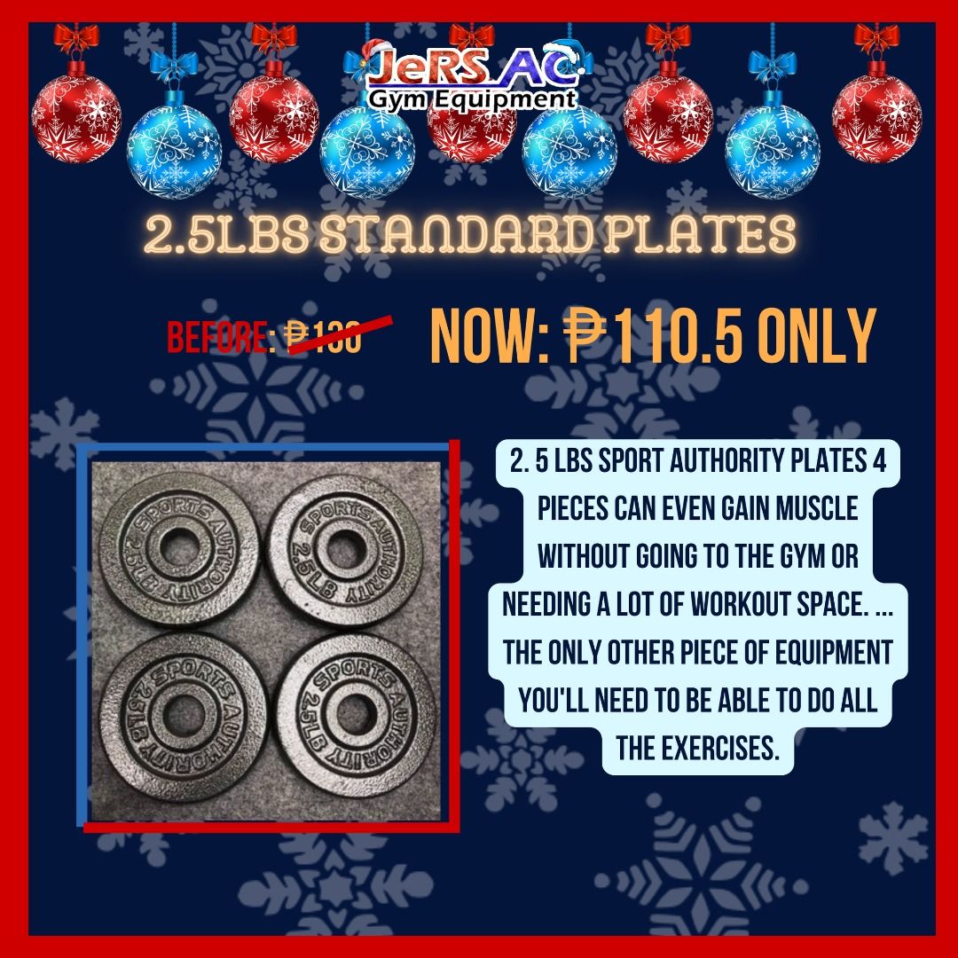 2.5lbs Standard Plates, Sports Equipment, Exercise & Fitness, Weights ...