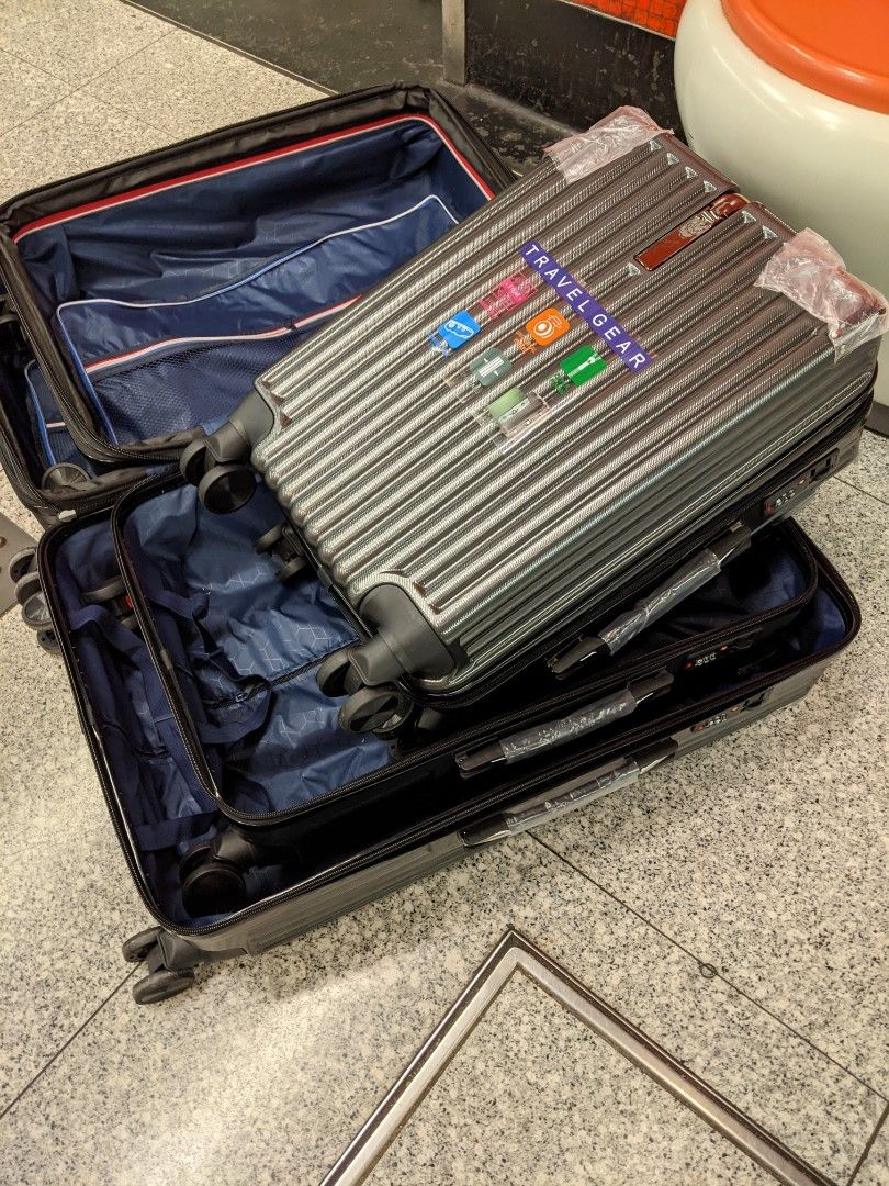 * 3 pc set 35kg EXTRA LARGE, 25kg LARGE, 1 cabin size dark grey ...