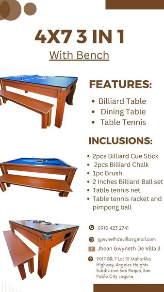4X7 3 IN 1 WITH BENCH TABLE, Sports Equipment, Sports & Games ...