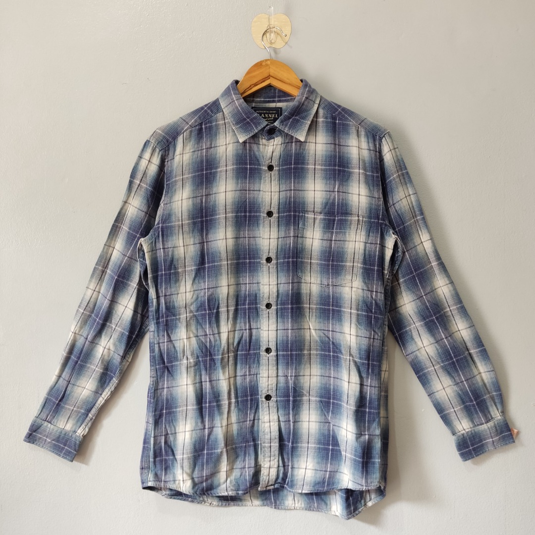 Authentic Flannel Checked Long Sleeves, Men's Fashion, Tops & Sets ...
