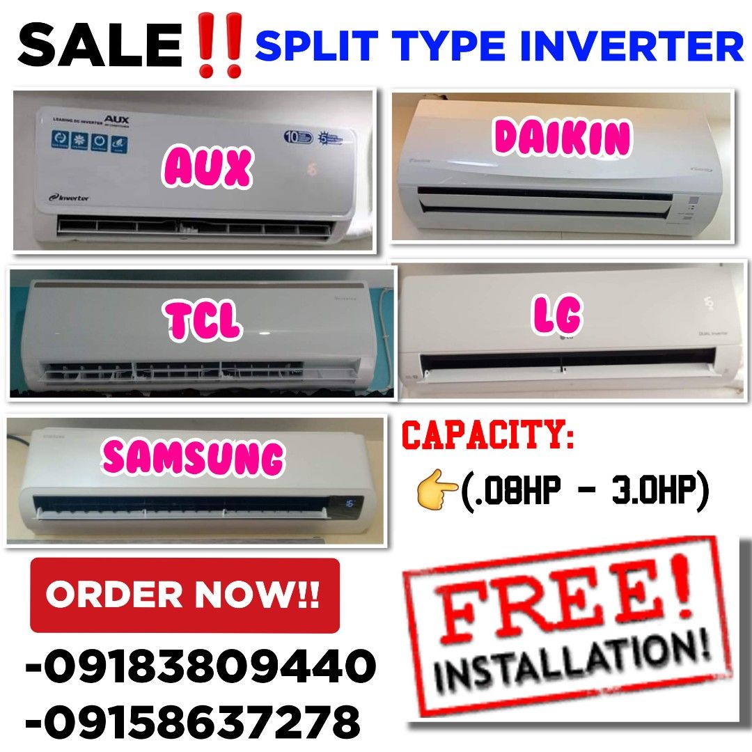 BRAND NEW SPLIT TYPE AIRCON INVERTER, TV & Home Appliances, Air ...