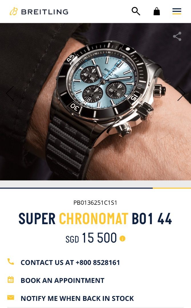 [RARE BLUE FACE] Breitling Super Chronomat B01 44, Luxury, Watches on ...