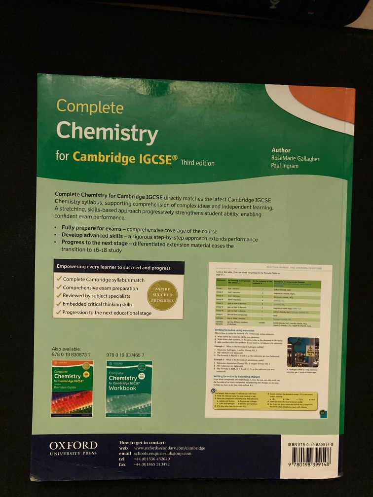 Cambridge IGCSE Chemistry Textbook Third Edition, Hobbies & Toys, Books ...
