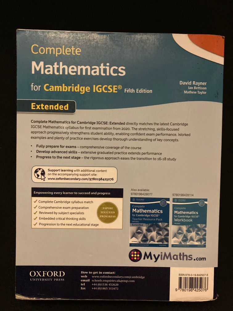 Cambridge IGCSE Mathematics Extended Fifth Edition, Hobbies & Toys, Books & Magazines, Textbooks ...
