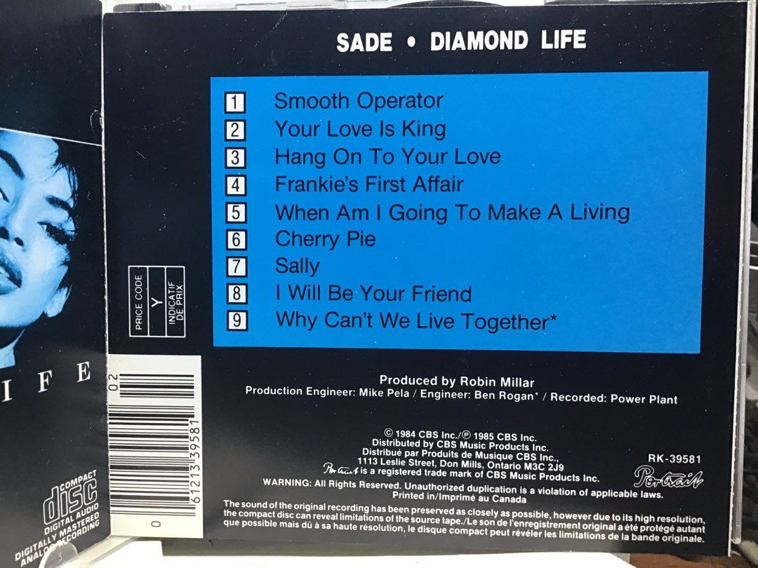CD Sade - Diamond Life OOP 1985 ORIGINAL Portrait PRESS Anubis Jazz ...