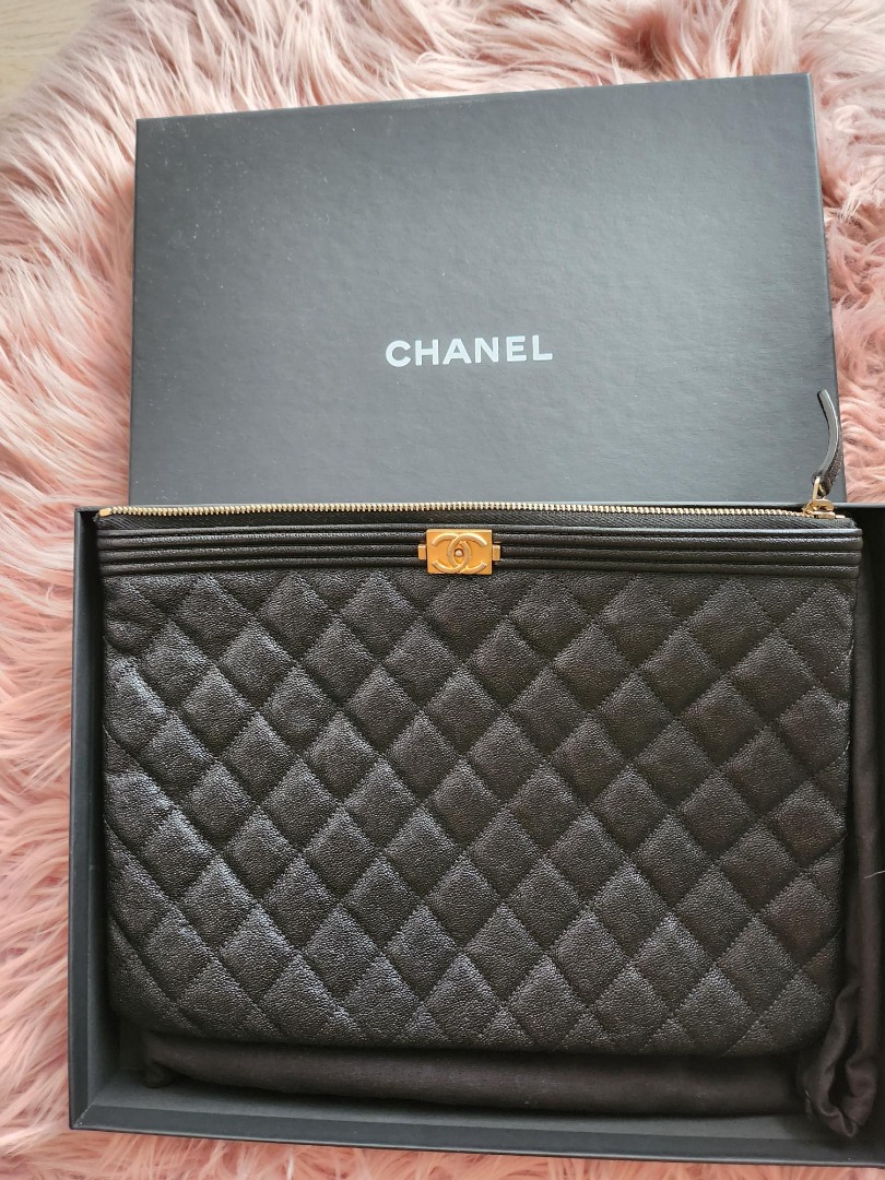 Chanel Boy Pouch, Luxury, Bags & Wallets on Carousell