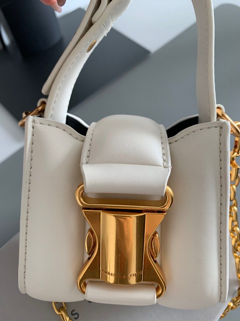 Charles & Keith Ivy Top Handle Mini Bag - Cream, Women's Fashion, Bags ...