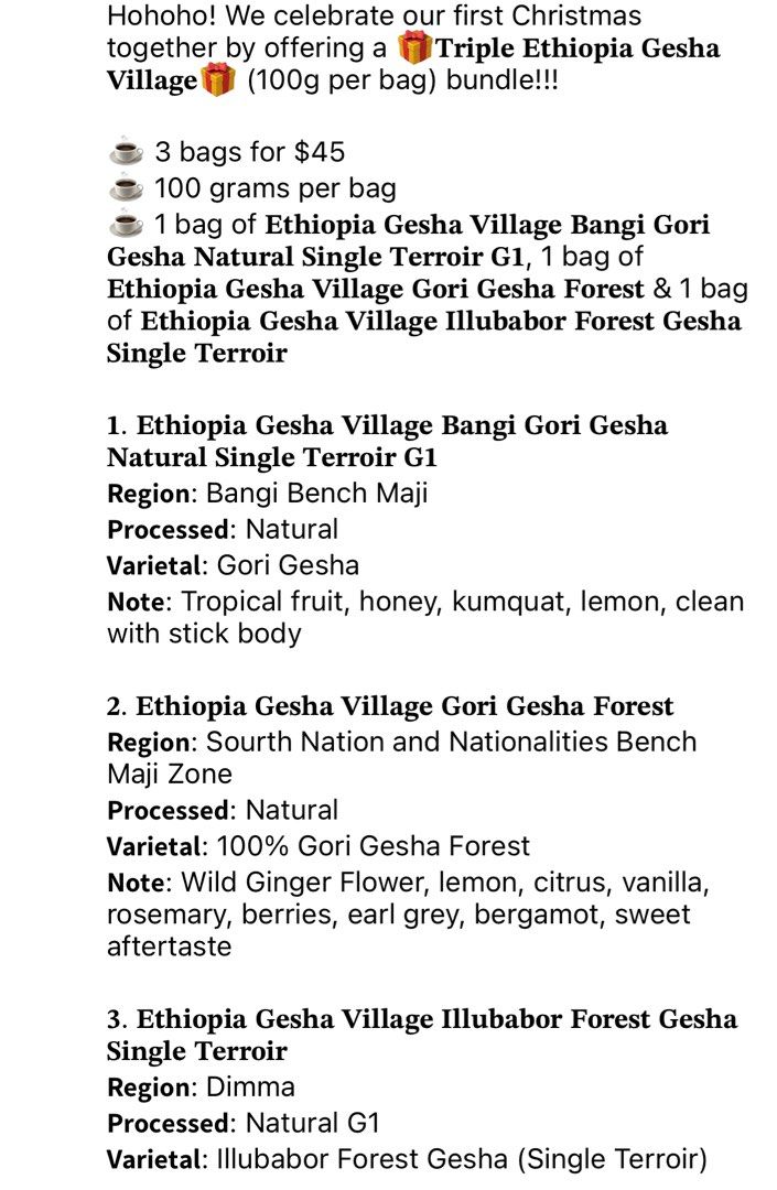 Christmas Ethiopia Gesha Village Geisha Delight Bundle December 2022 ...