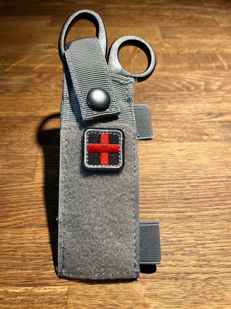 Compact Black Trauma Shears with Tactical Grey Molle Pouch and Medical ...