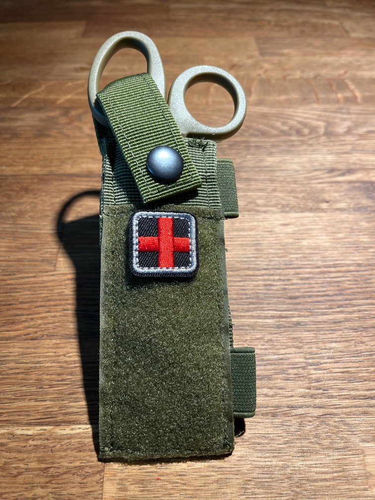 Compact Coyote Brown Trauma Shears with Military Gear Molle pouch and ...