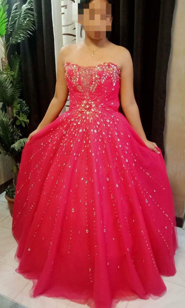 DARK PINK DEBUT GOWN, Women's Fashion, Dresses & Sets, Evening dresses ...