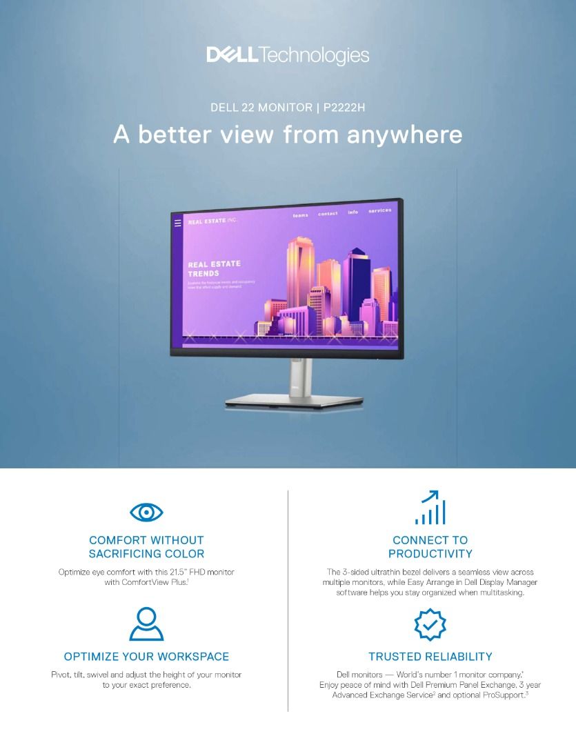 Dell 22 Monitor - P2222H | Dell Monitor 22 | Dell P2222H | Dell 2222 ...