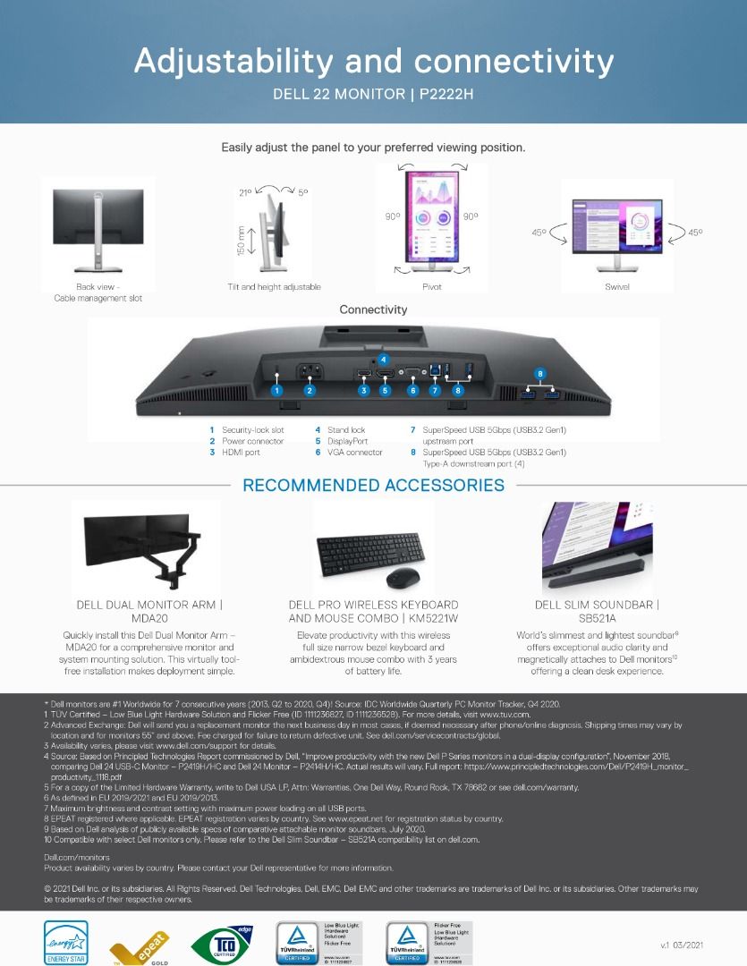 Dell 22 Monitor - P2222H | Dell Monitor 22 | Dell P2222H | Dell 2222 ...