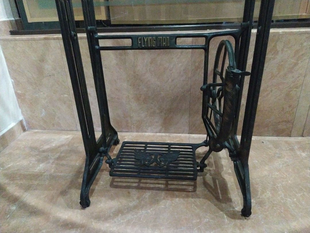 Designer Glass Table with Antique Sewing Machine Stand, Furniture ...