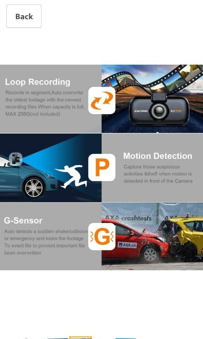 EACHPAI K2 Dash Camera FHD 3" IPS Touch Screen with Built-in GPS, Car Accessories, Accessories ...