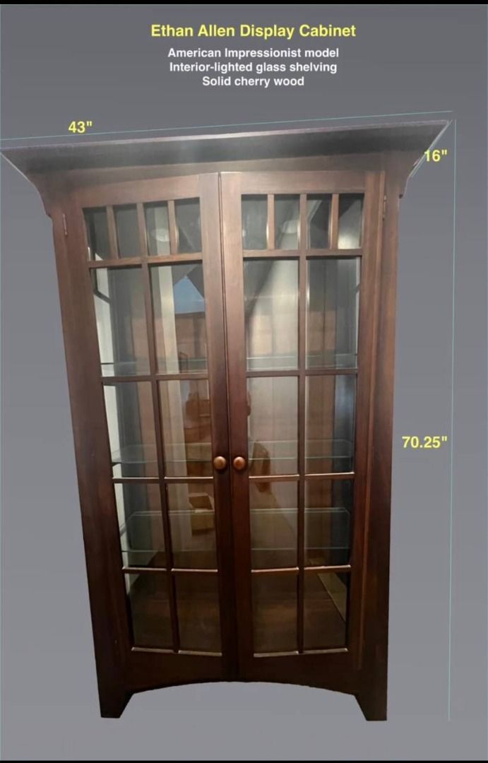 Ethan Allen Display Curio Cabinet, Furniture & Home Living, Furniture ...