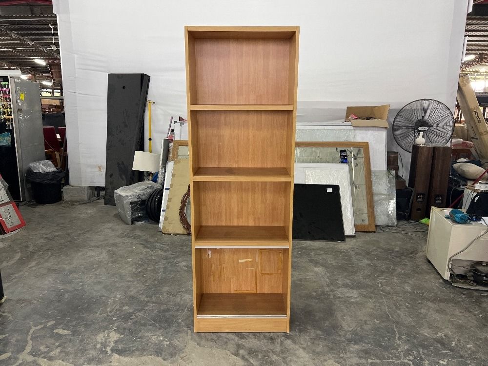 (F20046953) Brown Wooden 4 Tier Rack Bookcase / Rak Buku 4 Tingkat Kayu ...