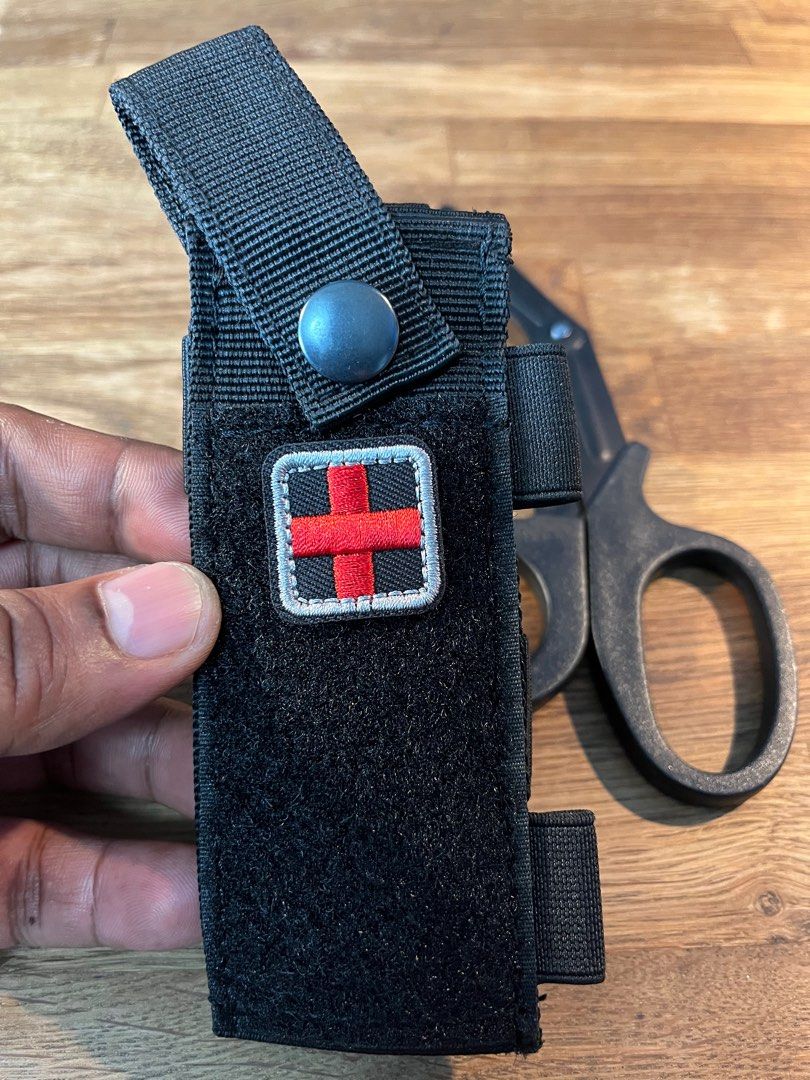 Full Size Black Trauma Shears with Molle Pouch and Medical Patch ...