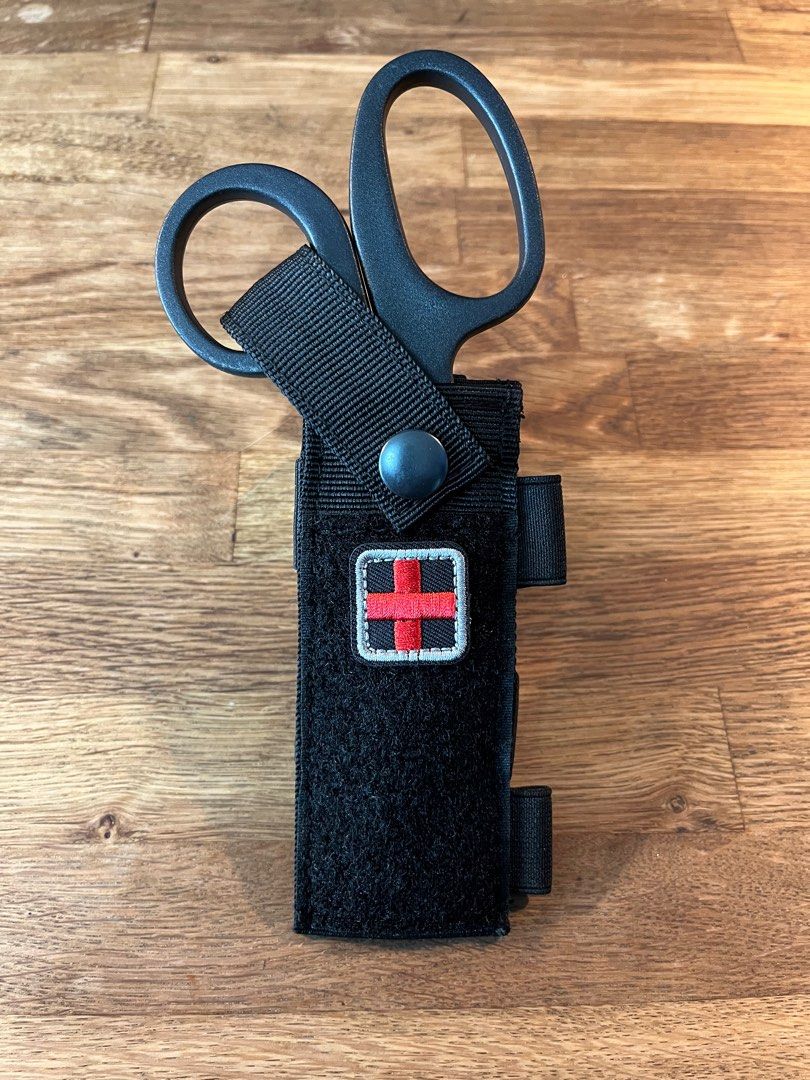 Full Size Black Trauma Shears with Molle Pouch and Medical Patch ...