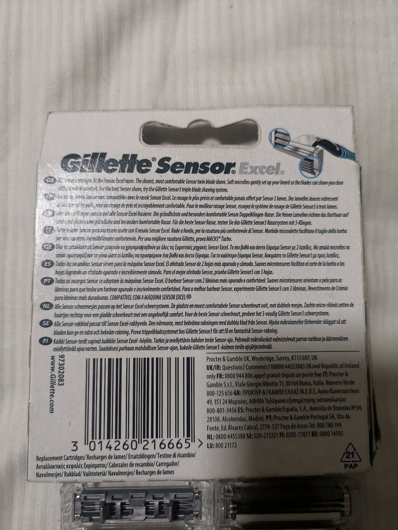 Gillette Sensor Excel Razor Blades 10pieces, Beauty & Personal Care ...