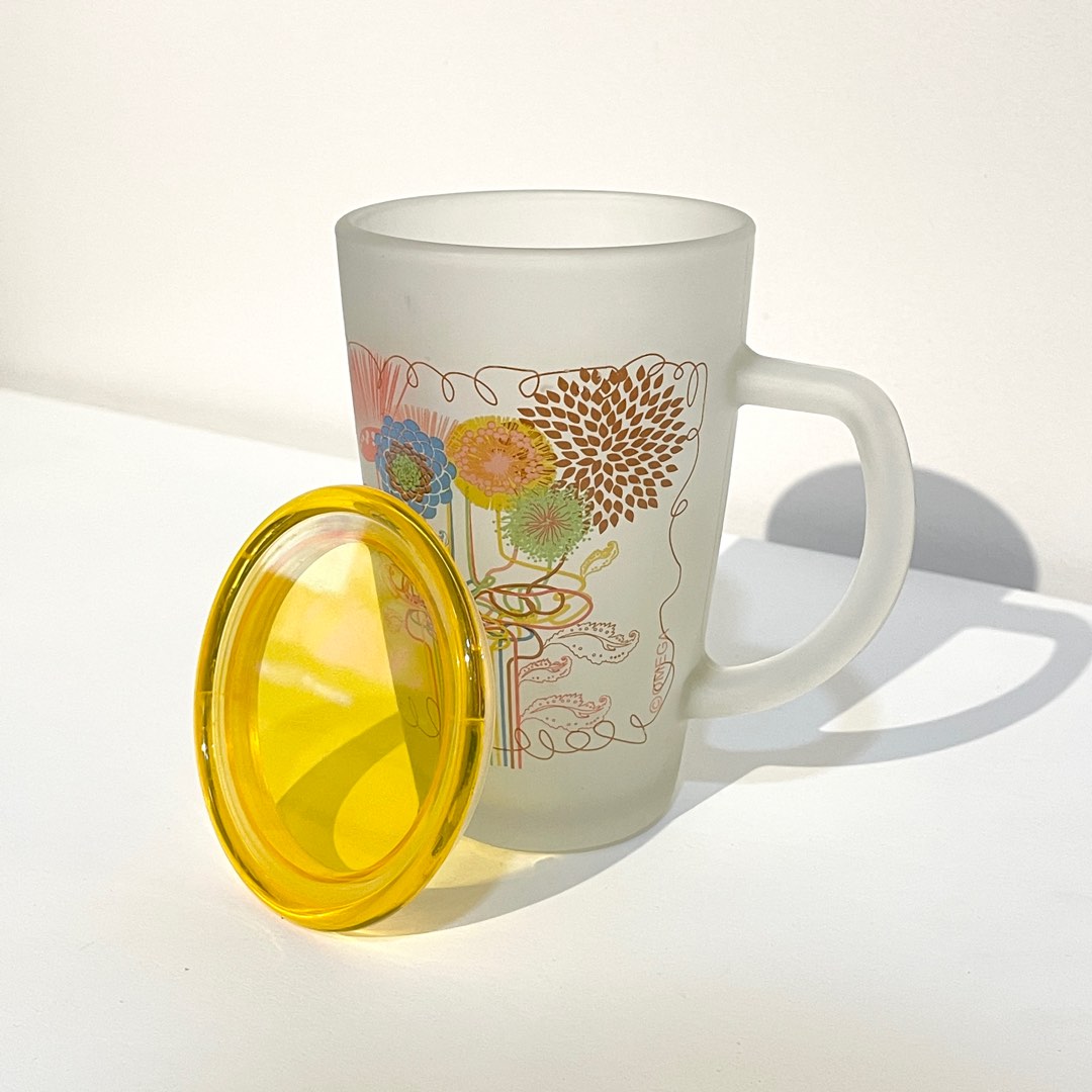 Graphic Frosted Mug with Yellow Lid, Furniture & Home Living ...