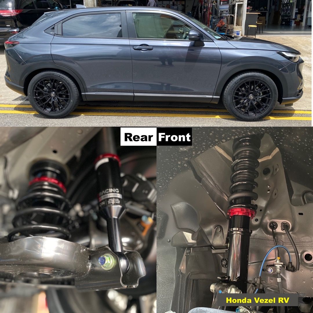 Honda Vezel RV3 on HKS, BCV1 coilover and CJ Dynamics 6pot bbk (Blue ...