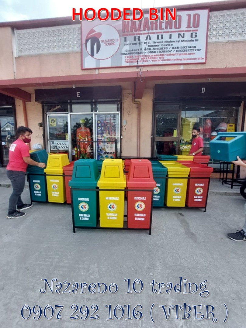 Hooded bin trash bin segregation 336, Furniture & Home Living, Cleaning ...