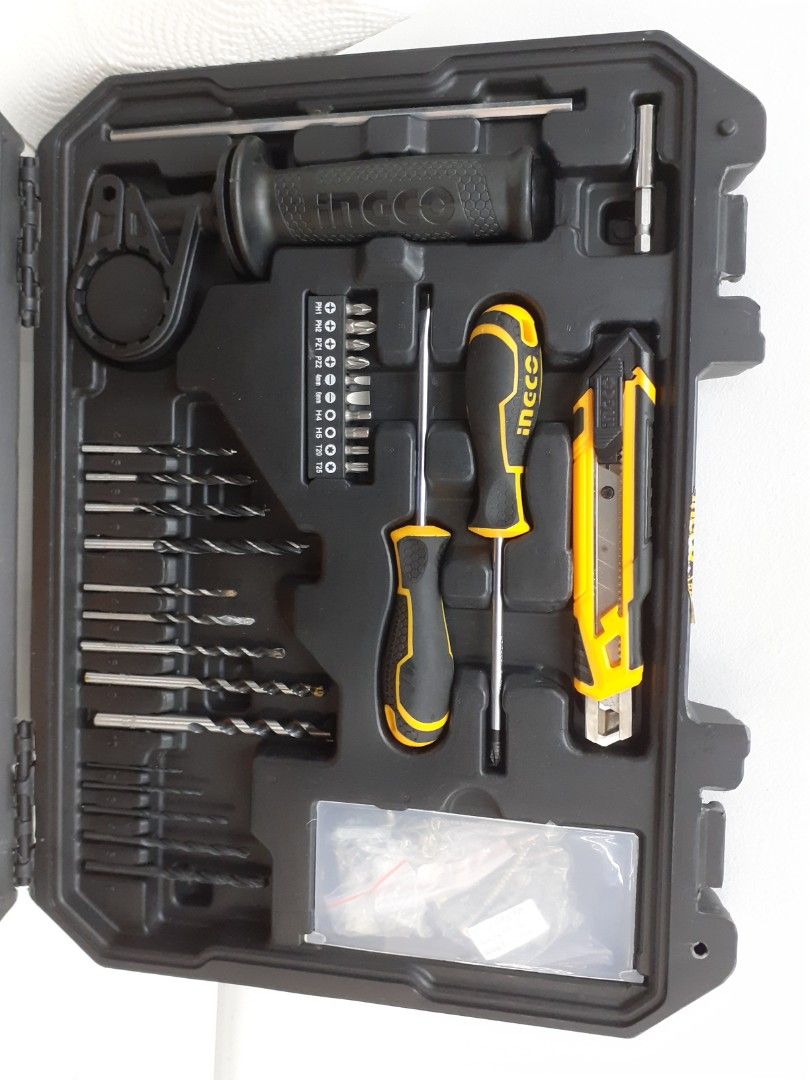 INGCO tool set with drill, Furniture & Home Living, Home Improvement ...