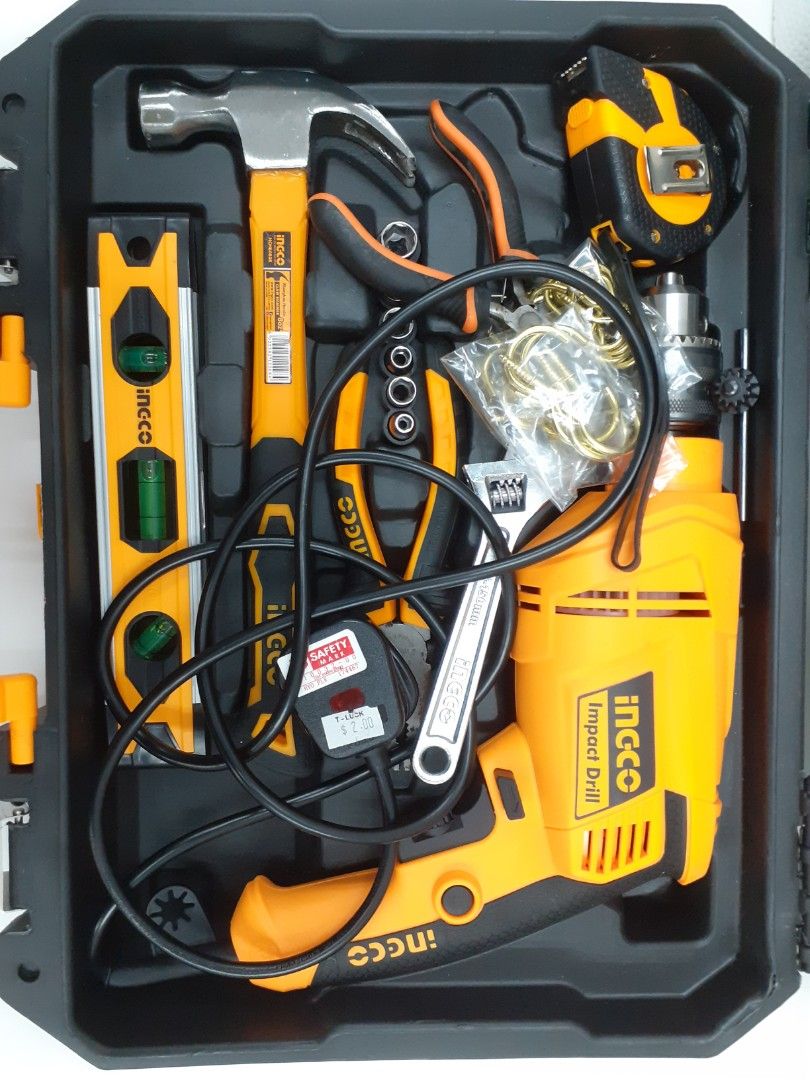 INGCO tool set with drill, Furniture & Home Living, Home Improvement ...