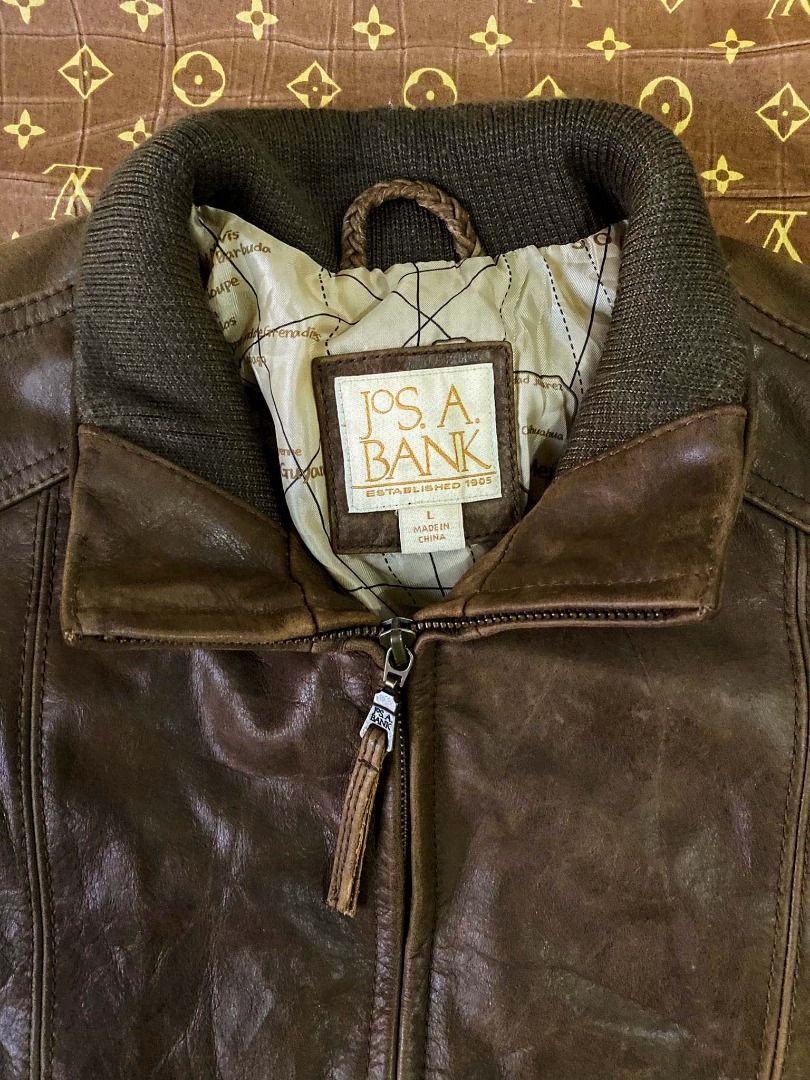 JOS A. BANK Brown leather jacket, Men's Fashion, Coats, Jackets and ...