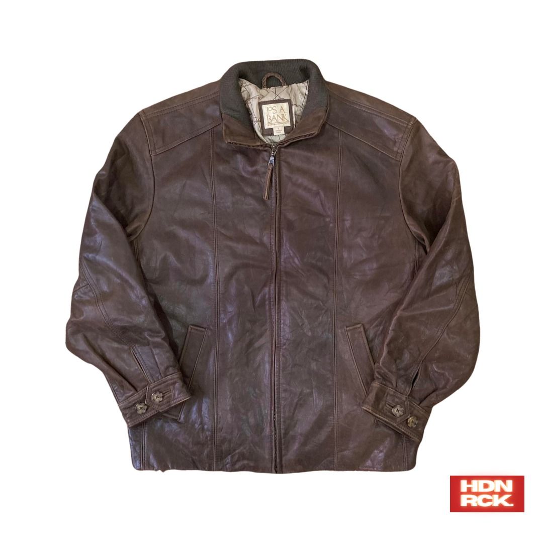 JOS A. BANK Brown leather jacket, Men's Fashion, Coats, Jackets and ...